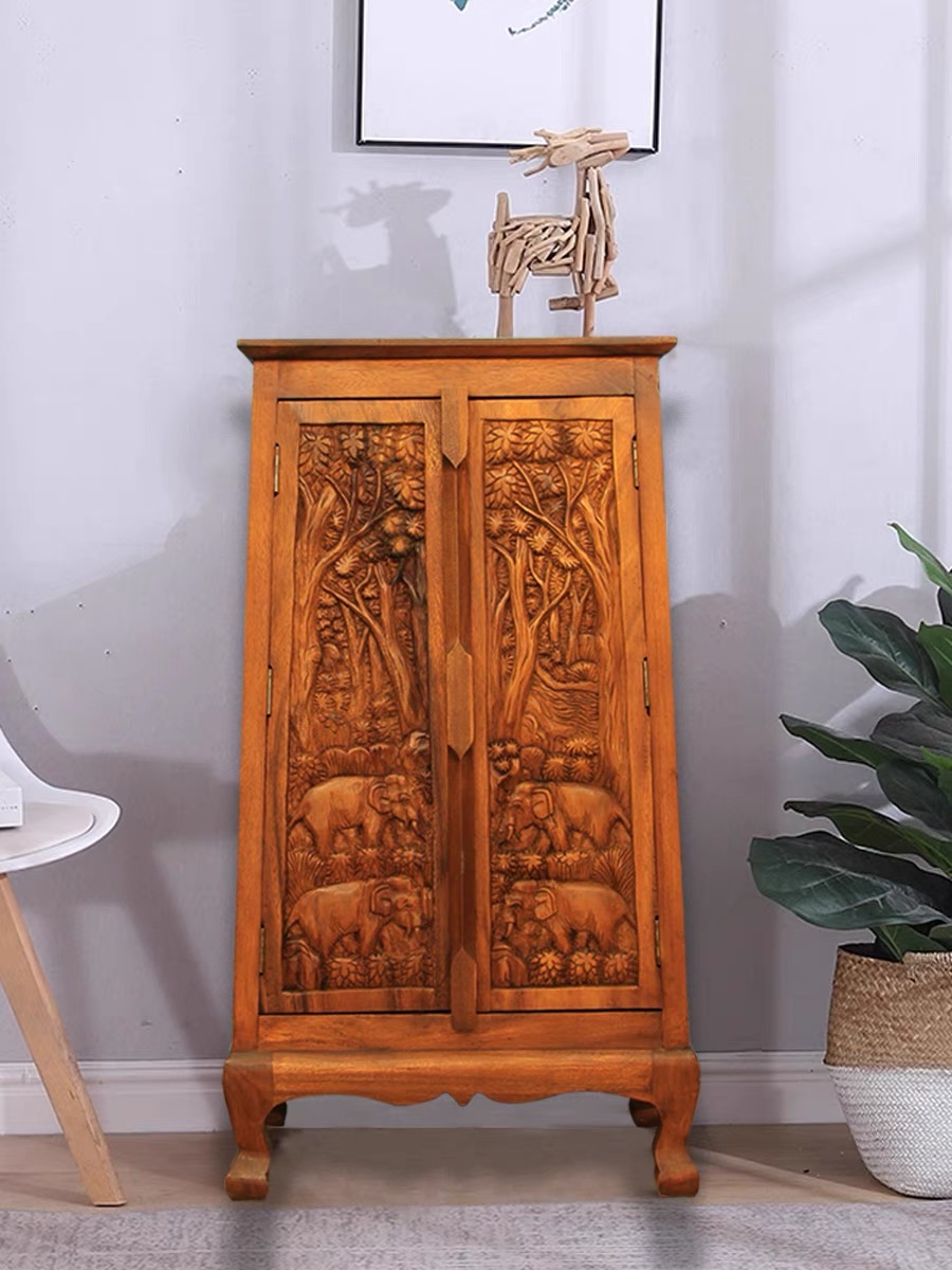 Genuine yak wood storage cabinet Cabinet carved wooden cabinet elephant ...
