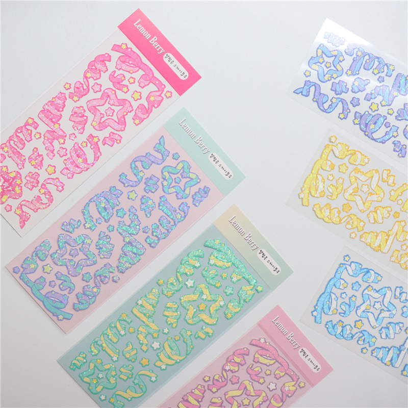 Ins Style Colorful Star Ribbon Creative Laser Hand Account DIY Decor ...