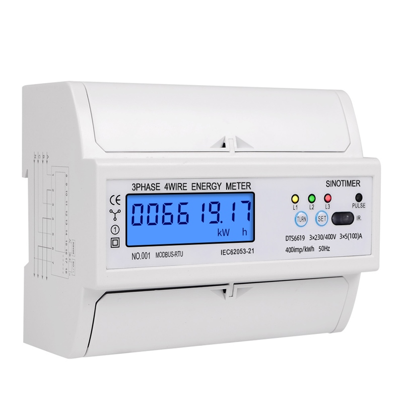 Din Rail Electric Three Phase Energy Meter Rs485 Kwh Consumption Power Voltage Current Wattmeter ...