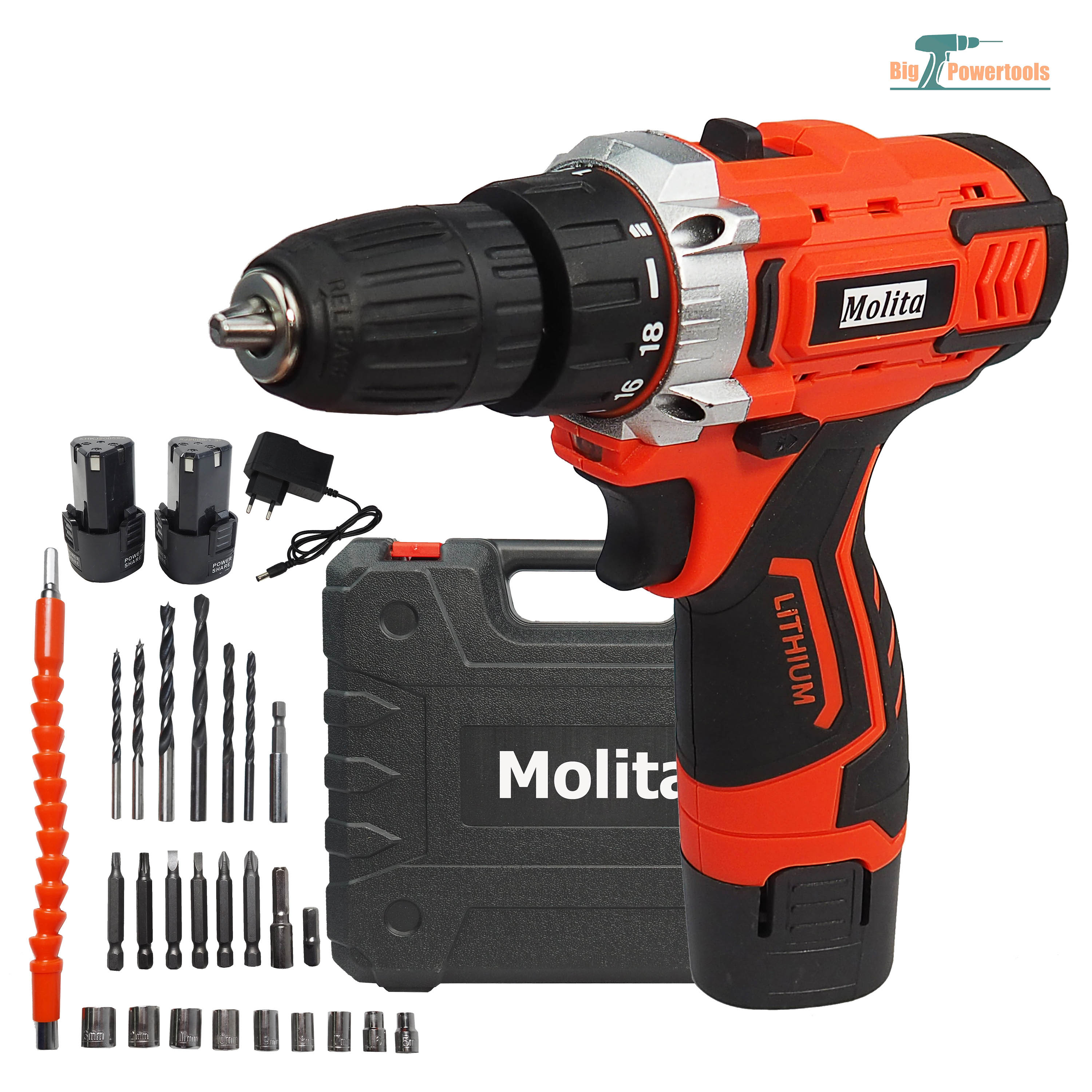 MOLITA สว่านไร้สาย สว่าน 128V 3 ระบบ มีระบบกระแทก แบตเตอรี่อย่างดี 2 ...