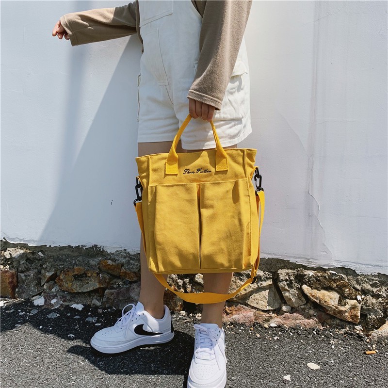 unlimitedshop(UN1569) -L1กระเป๋าสะพายข้าง ผ้าแคนวาส กระเป๋าถือ ...