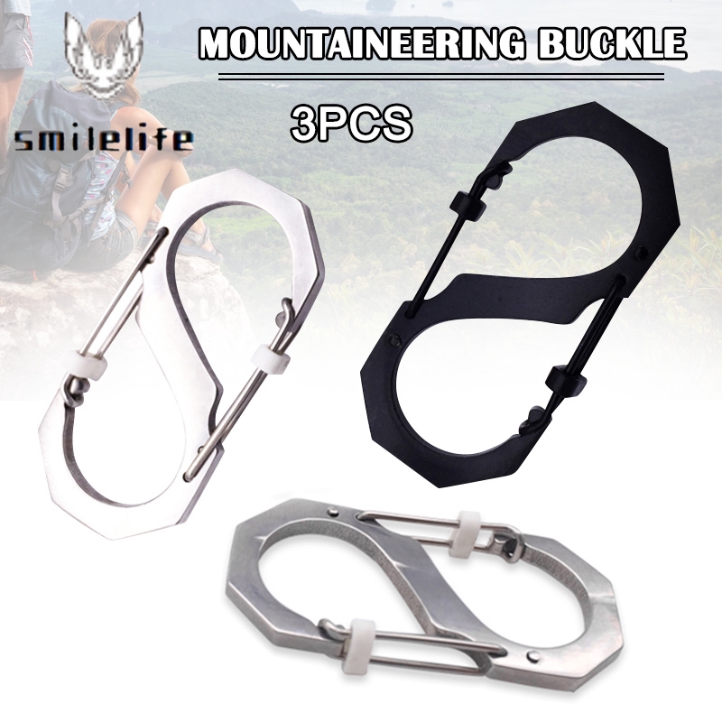 ஐ⋌ஐ 3pcs 8 Type Carabiner Key Chain Hook Clip Buckle Slide Lock for ...