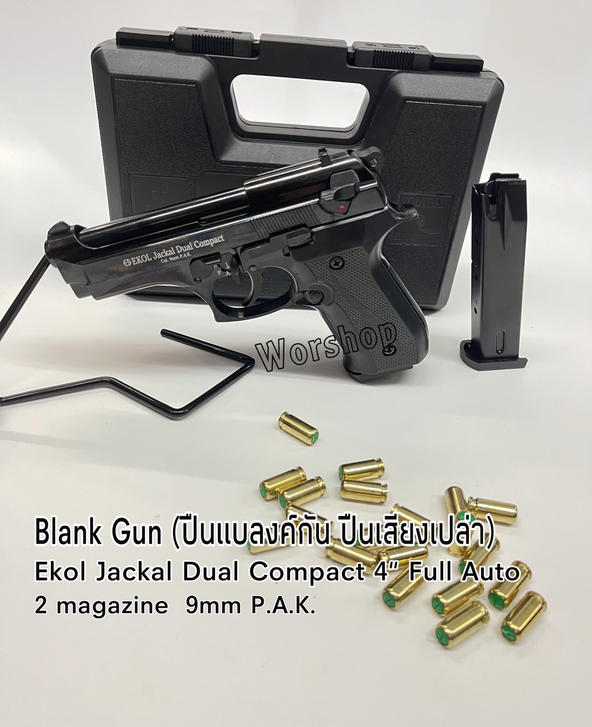 Blank Ekol Jackal Dual Compact 2แม๊กกาซีน สีเงินเงาไกทอง 9 mm P.A.K ...