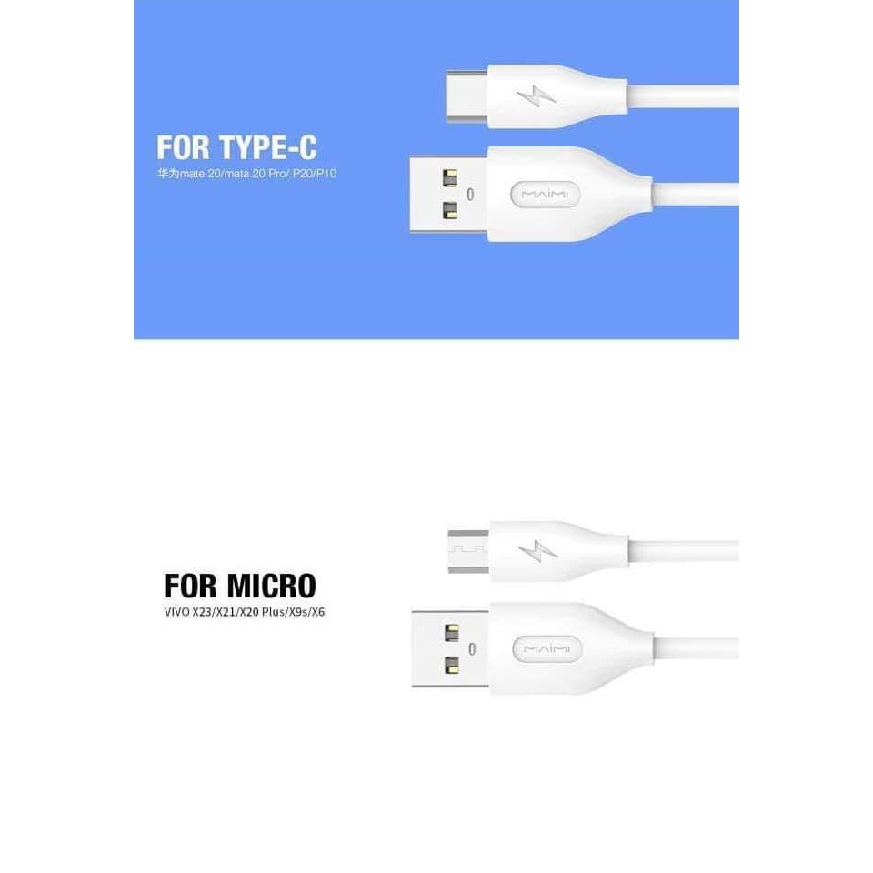 Maimi T10 (ชาร์จเร็ว 3A) หัวชาร์จ + สายชาร์จ สำหรับ Micro Type-C สำหรับชาร์จโทรศัพท์มือถือ ชาร์จ ...
