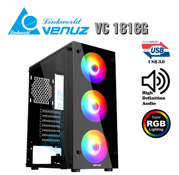 VENUZ ATX Computer Case VC1721ไฟ RGBประกัน 1ปีไฟปรับระดับได้แจ่มๆ ด้าน ...