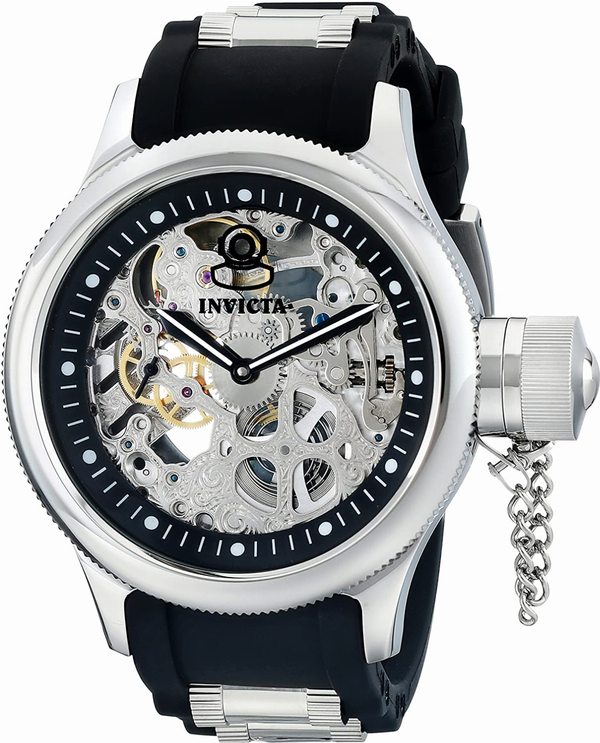 Invicta Men's 1088 Russian Diver Stainless Steel and Black Polyurethane ...