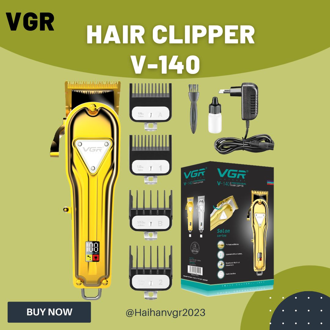VGR ปัตตาเลี่ยนตัดผมไร้สVGR รุ่น V-140 ปัตตาเลื่ยนตัดผมแบบไร้สาย แสดงหน้าจอ LED สีเงิน สีทอง (มี ...