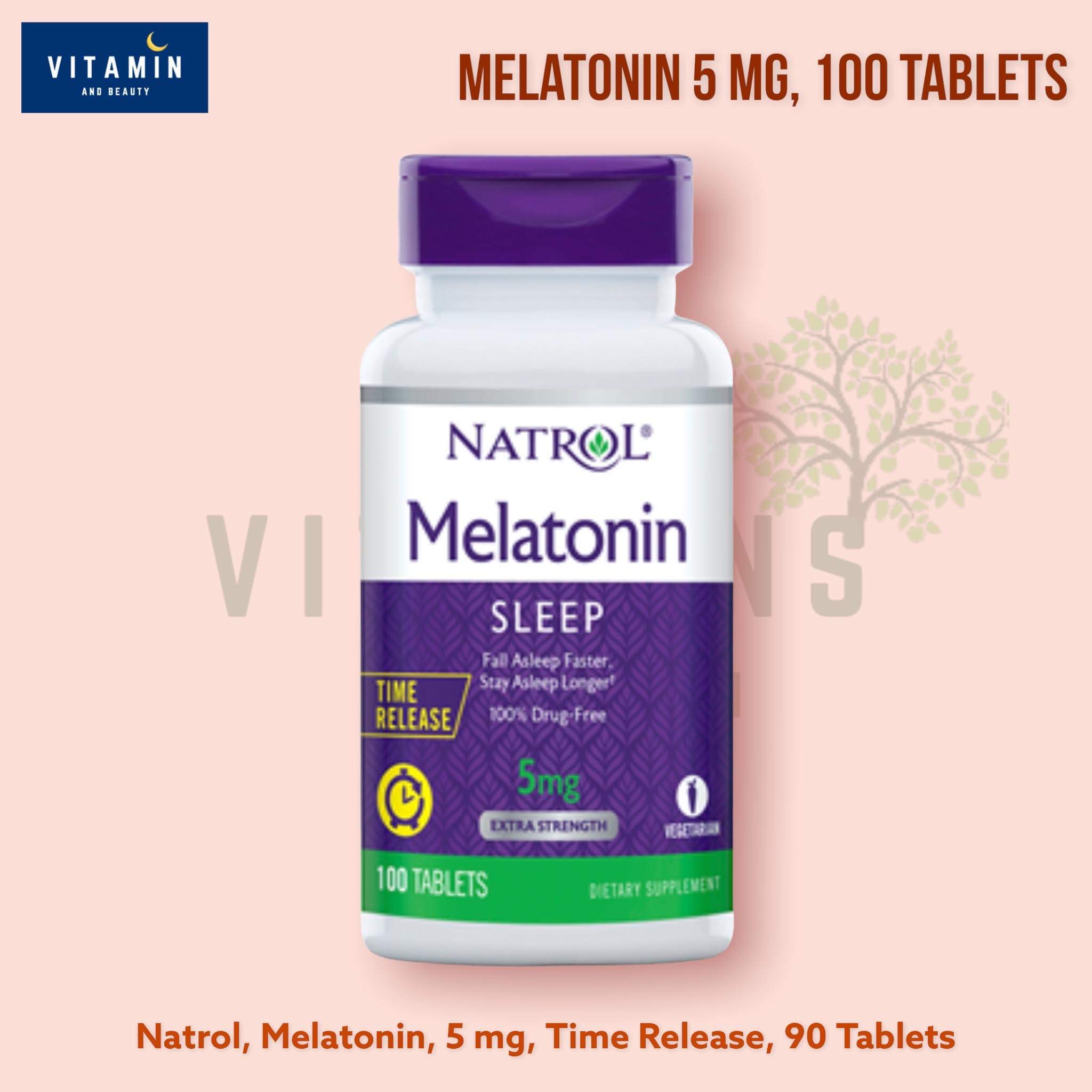 พร้อมส่ง Natrol, Melatonin Sleep, 5 mg, Time Release, 100 Tablets ...