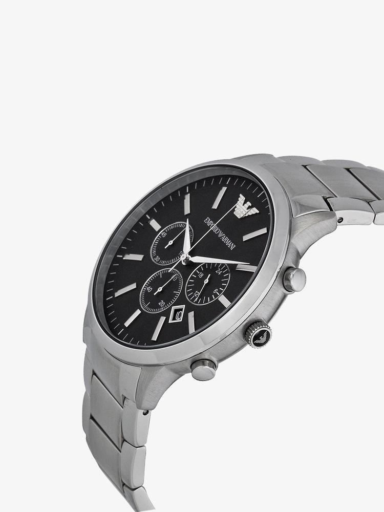 Emporio Armani นาฬิกาข้อมือผู้ชาย Sportivo Chronograph Black Dial Steel ...