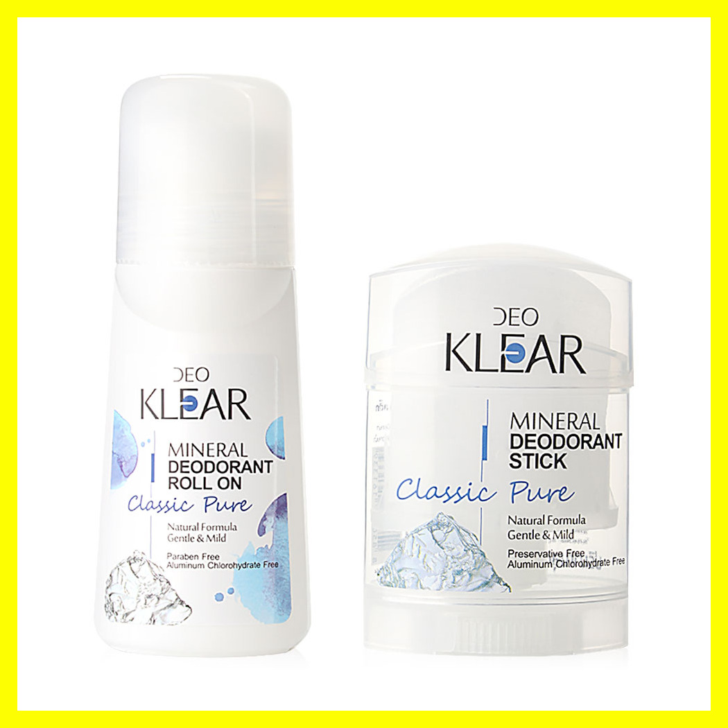 DEOKLEAR Set 2 Item Classic Pure Mineral Deodorant Stick 70g Roll On ...