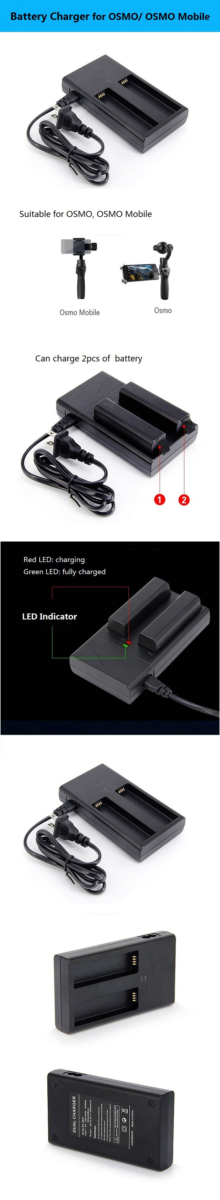 Gimbal แบตเตอรี่ Dual Charger การชาร์จอย่างรวดเร็วสำหรับ DJI OSMO ...