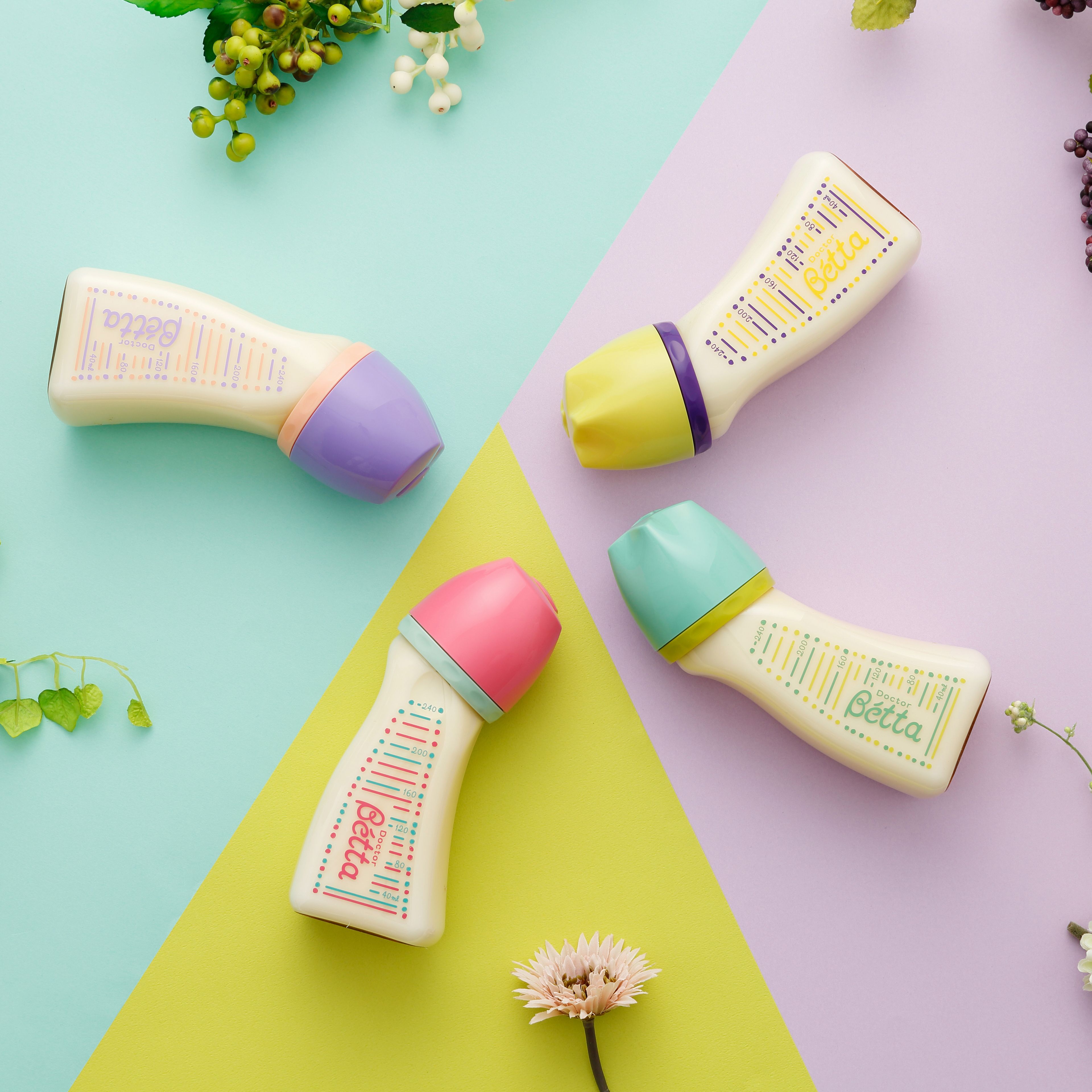 Dr.Bétta Baby Bottle Brain Wide Neck WS2 - 4 Colors 240ml (PPSU) ขวดนมคอกว้าง บรรจุพร้อมจุกนม ...