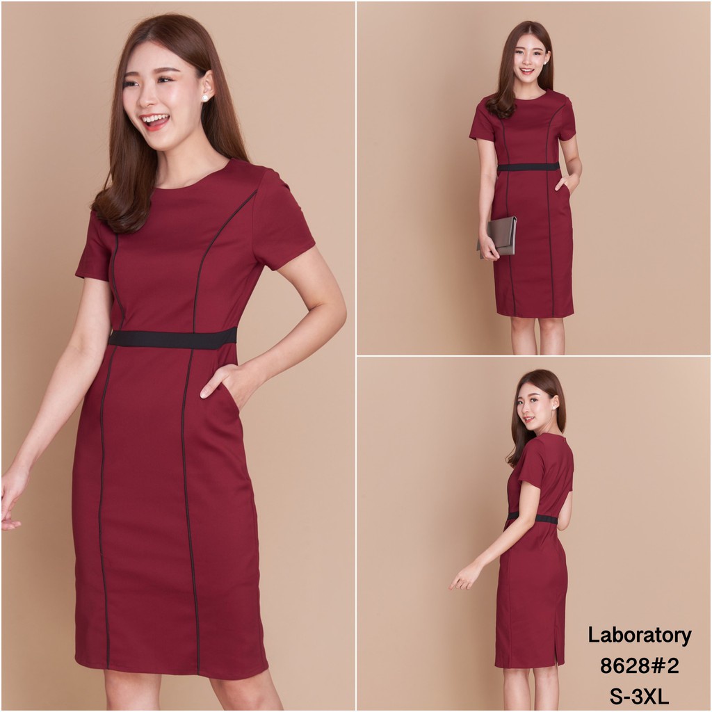 Laboratory Dress#8628 ชุดทำงาน ชุดสมัครงาน เดรสทำงาน ทรงสอบ แต่งกุ๊น ...
