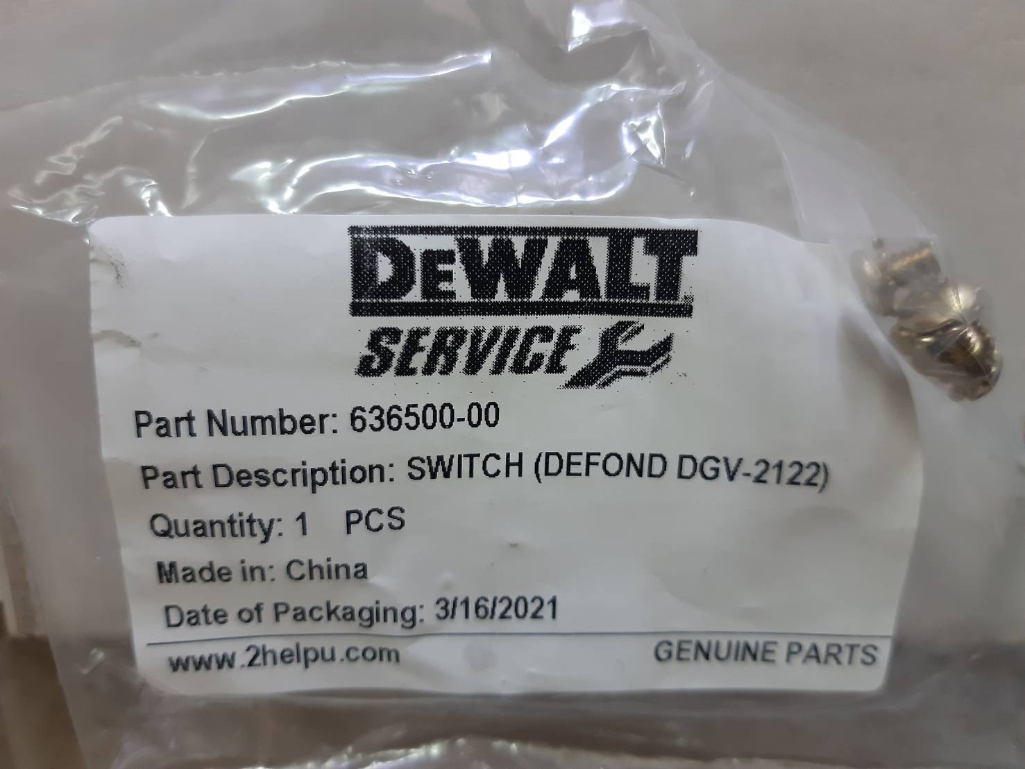 Dewalt switch model. D28413,D28414,D28490,D28491 part no.636500-00 ...