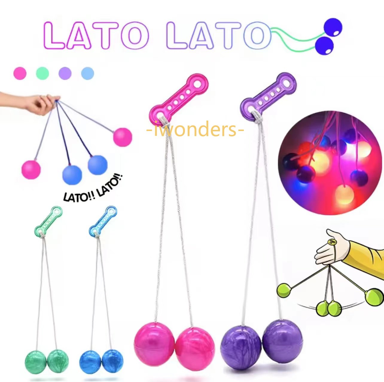Lato Lato toy กับไฟ LED อัพเกรดรุ่นเกมส์ที่ได้เคลื่อนไหว PTO-CLACKERS ...