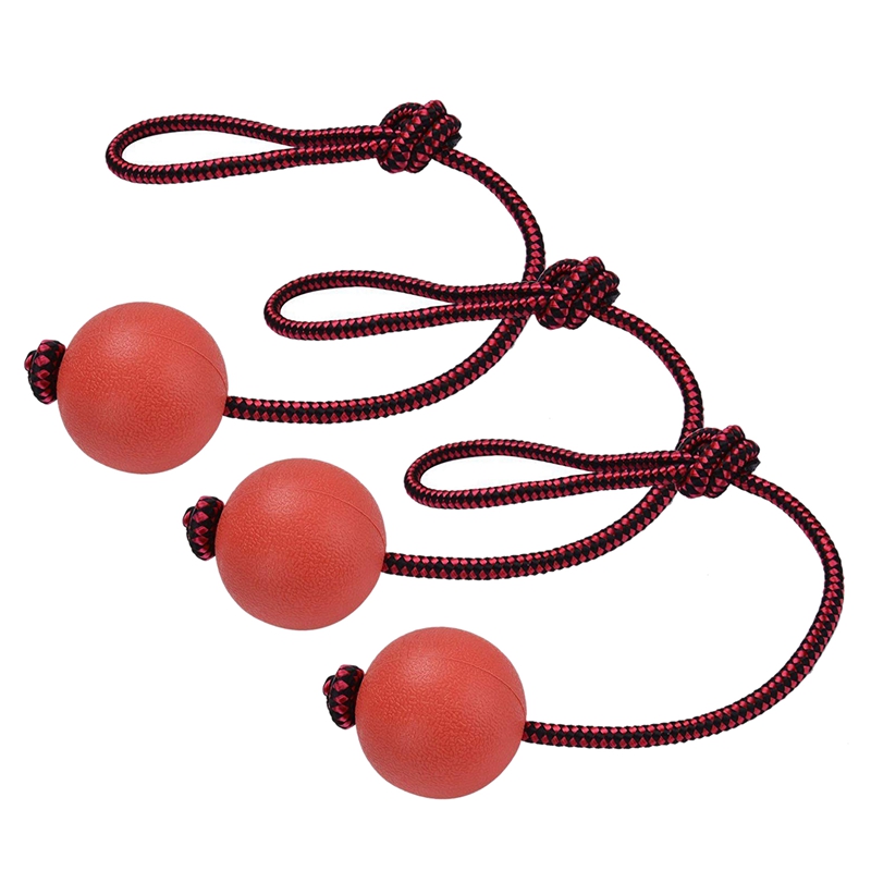 Dog Rope Ball, 3 Pcs Ball on a Rope Dog Toy Natural Elastic Solid ...