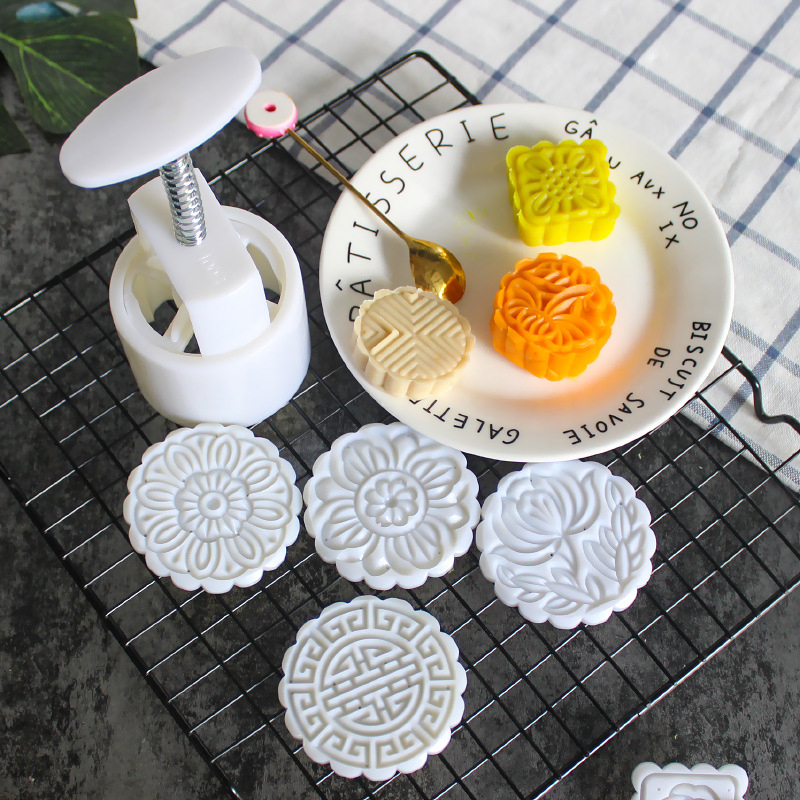 6 Style RoundSquare Flower Mooncake Mold Set 100g Mid Autumn Festival ...