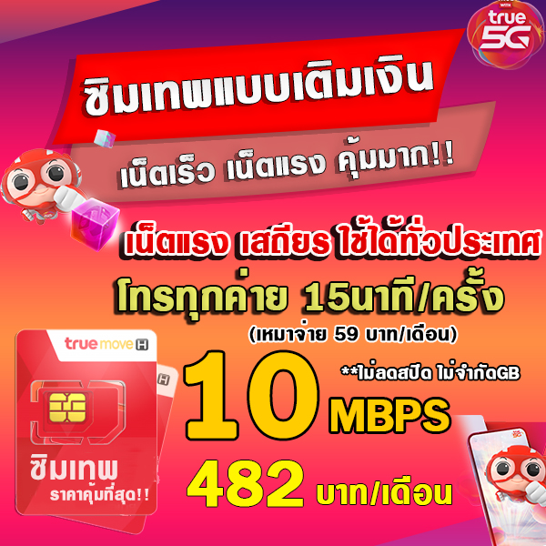 (ซิมเทพTRUE เน็ตไม่อั้น) 1000Mbps 20Mbps 15Mbps 10Mbps 4Mbps เน็ตเร็วโทรฟรี เน็ตไม่ลดสปีด สำหรับ ...