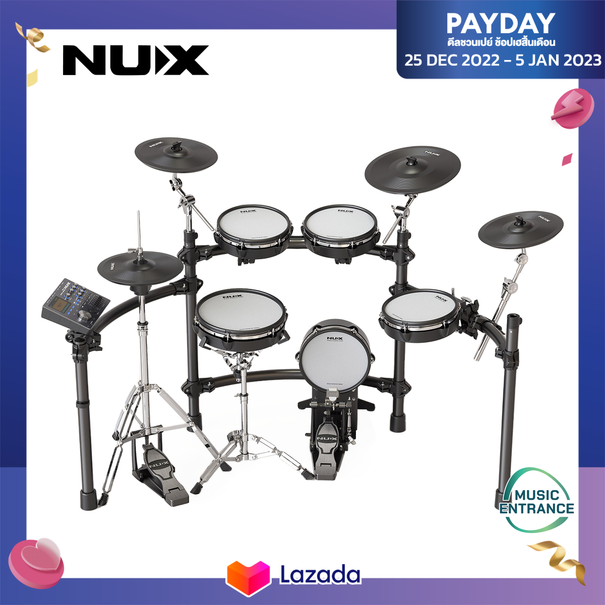 NUX DM-8 Electronic Drum กลองไฟฟ้า NUX DM8 หนังมุ้ง Hi Hat แยก รองรับ ...