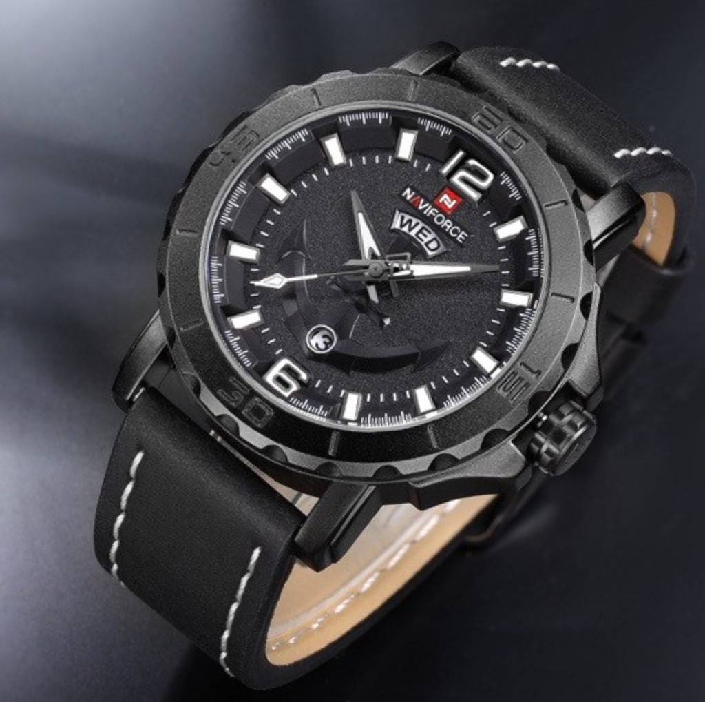 นาฬิกาข้อมือชาย Naviforce ( นาวีฟอร์ส ) แบรนด์แท้ สายหนัง รุ่น หน้า สมอ ...