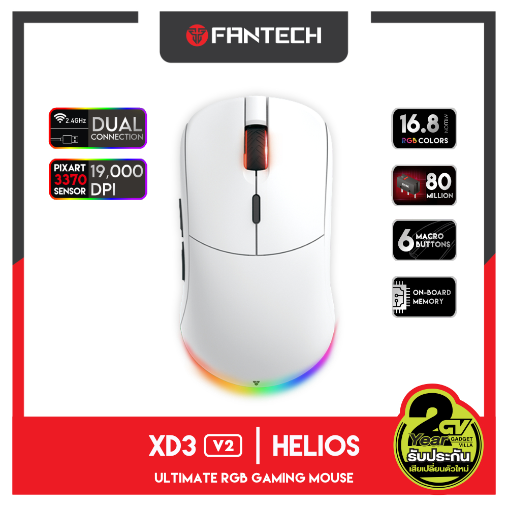 FANTECH รุ่น XD3 V2 HELIOS Pro Wireless 2.4 HGz Macro RGB GAMING Mouse ...