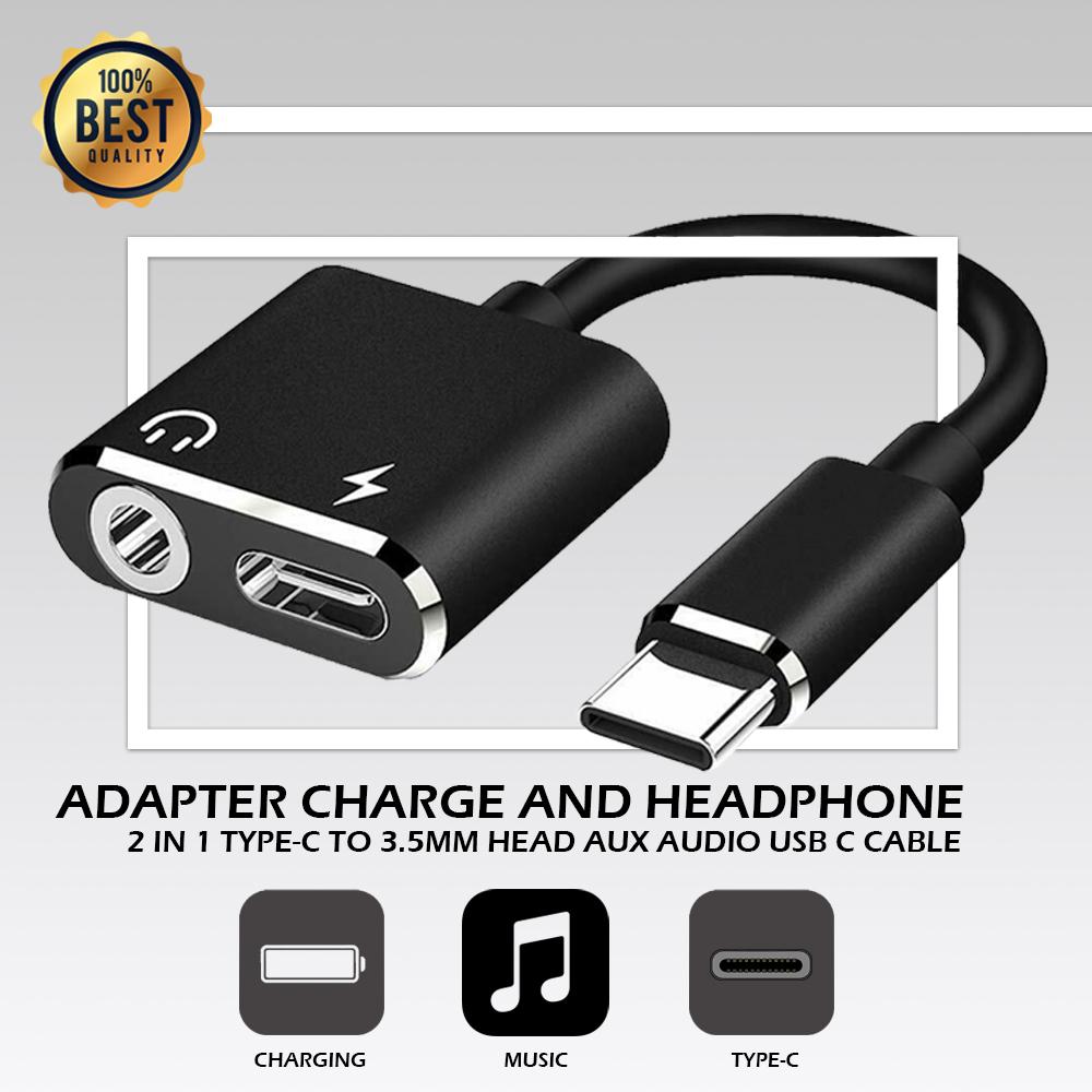 Type C To 3.5 Mm and Charger 2 In1 Headphone Audio Jack USB C Cable ...