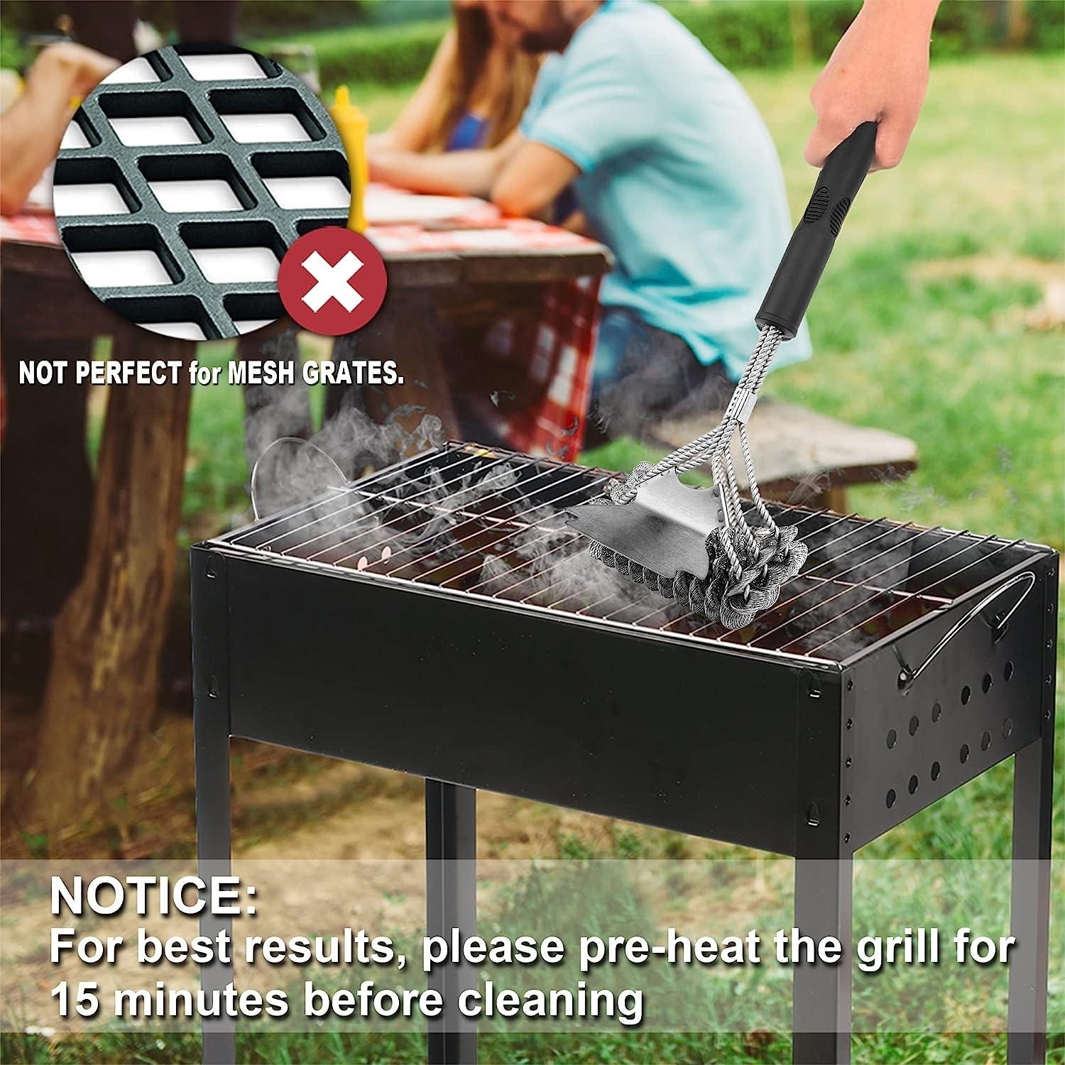 แปรงสแตนเลสขัดตะแกรงปิ้งย่างและบาบีคิว Grill Brush and Scraper Bristle ...