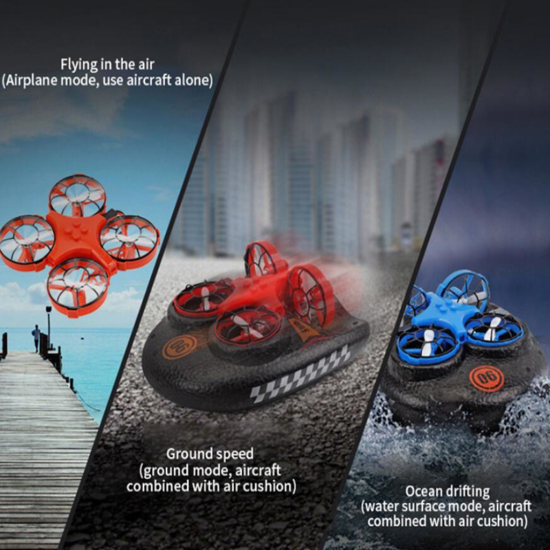 Water Land Air 3 ถึง 1 รีโมทคอนโทรลมัลติฟังก์ชั่น Hovercraft Drone 2.4G ...