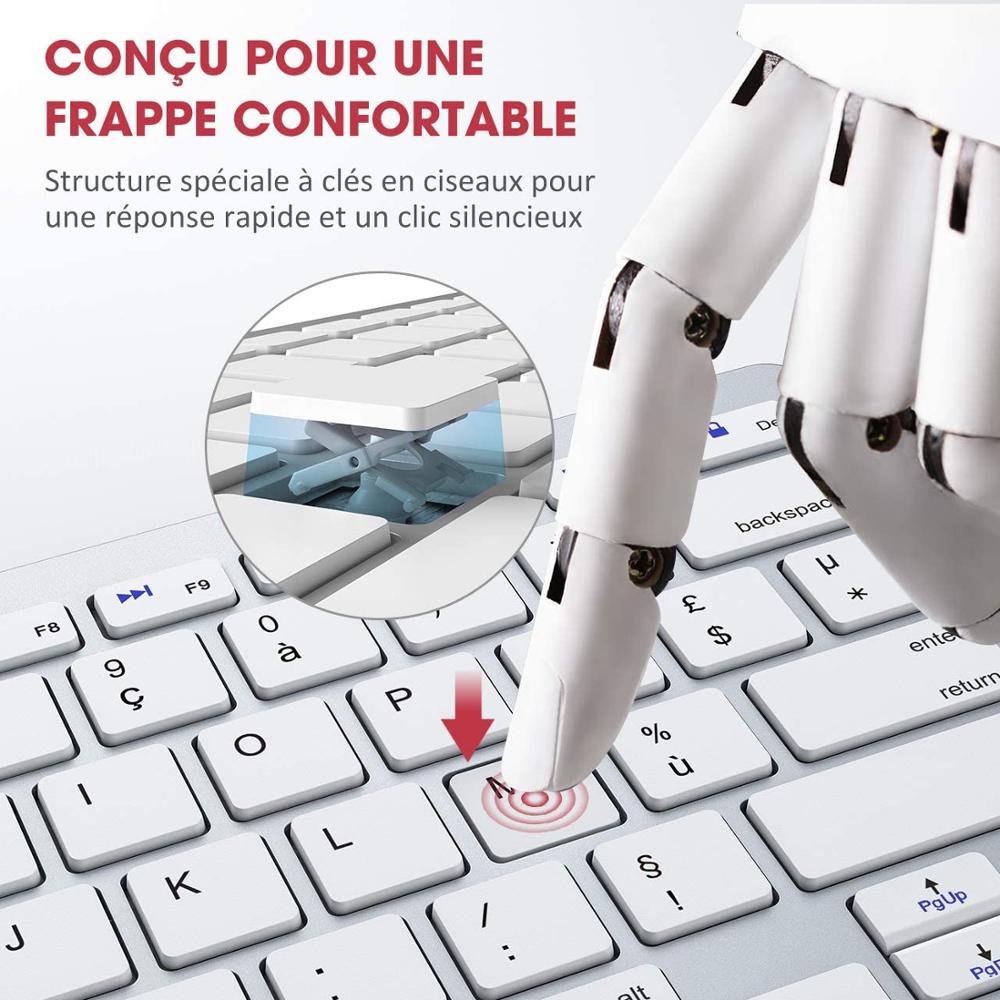 French AZERTY Layout Bluetooth Keyboard Light Portable Slim Wireless ...