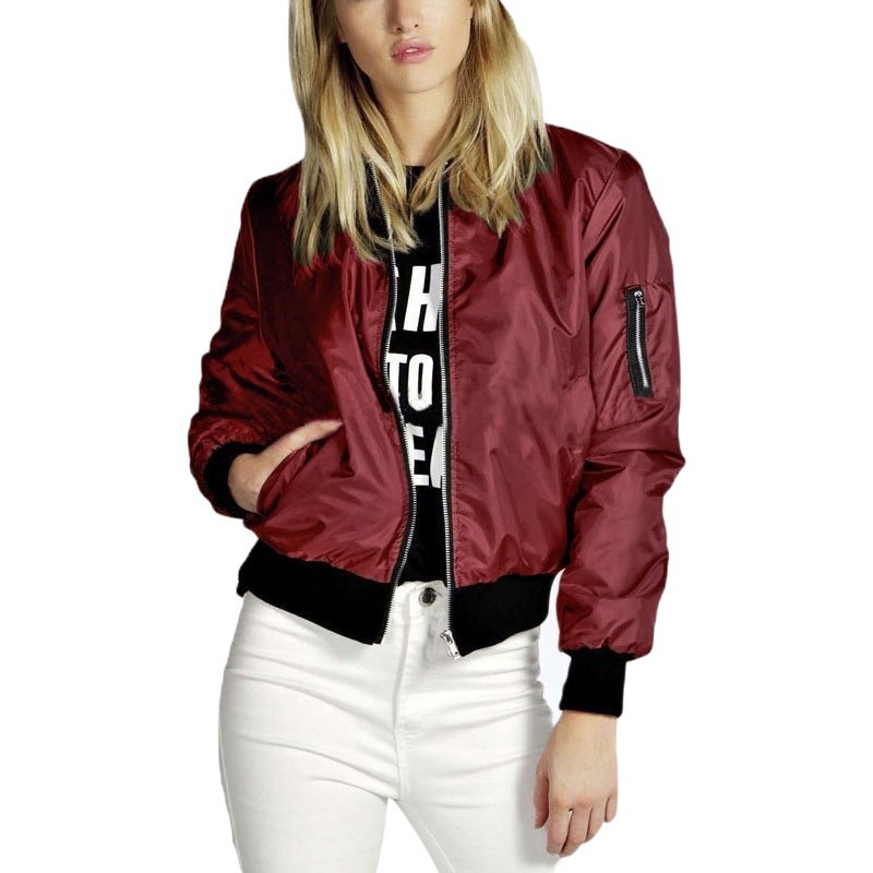 ashion Solid Loose Short Jacket Pocket Zipper Jacket hooded Outwear ...
