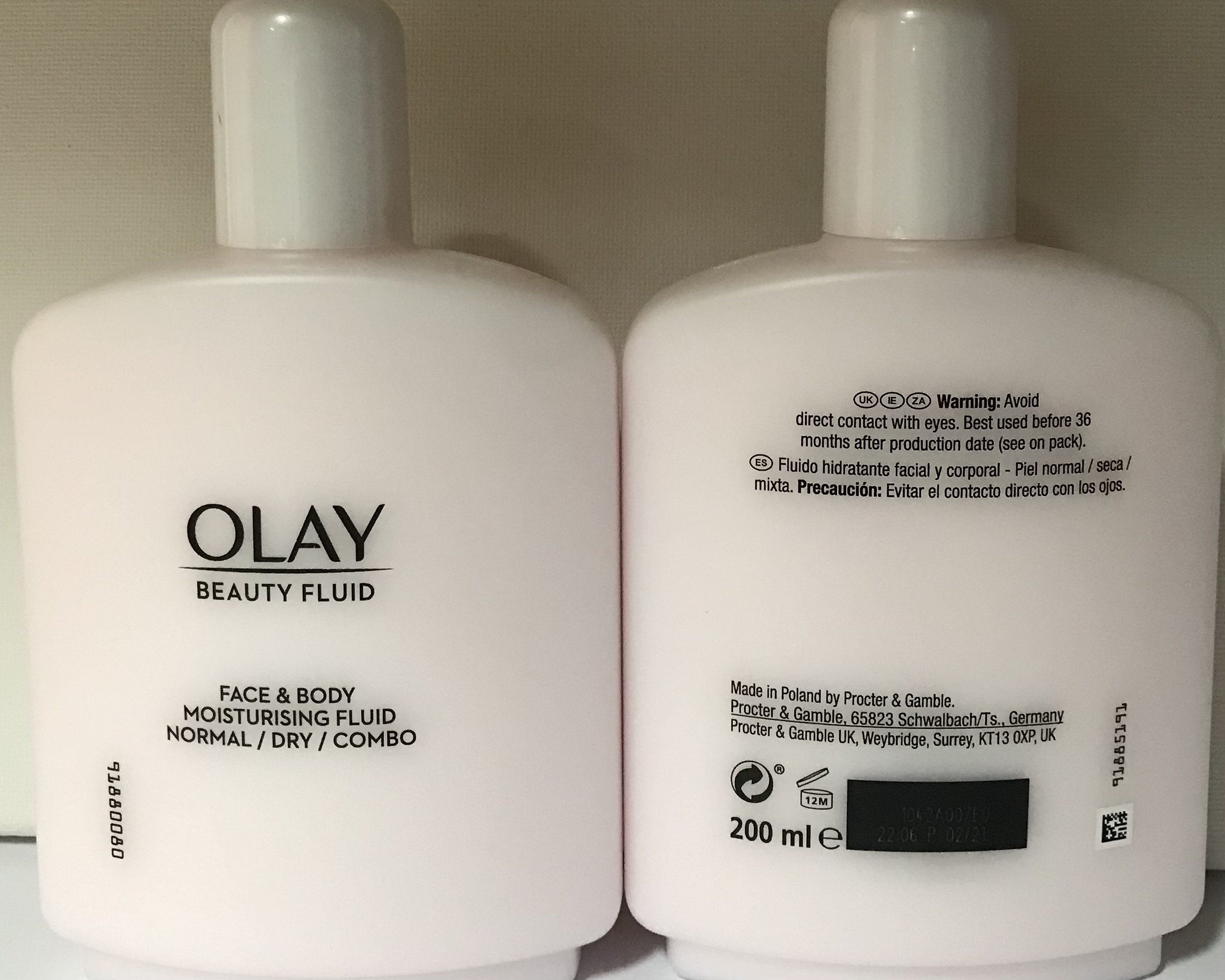 Olay beauty fluid moisturiser face body 200ml โอเลย์ บิวตี้ฟลูอิด ...