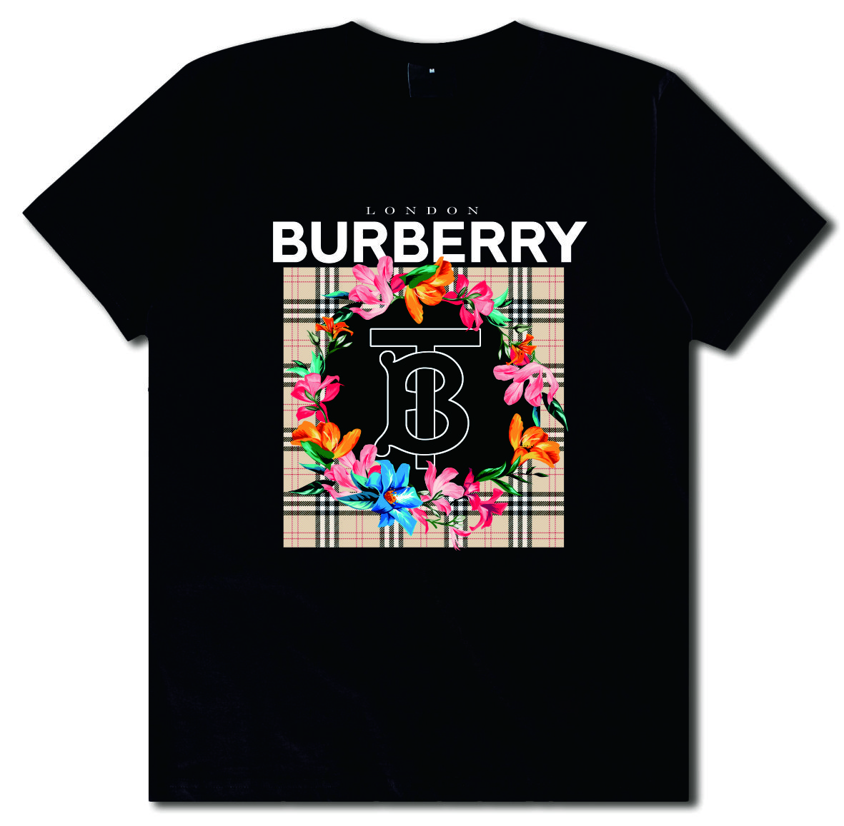 Original Burberry_Angelกามเทพร่มลายสก๊อตเสื้อยืดพิมพ์ลายแขนสั้นBurberry ...
