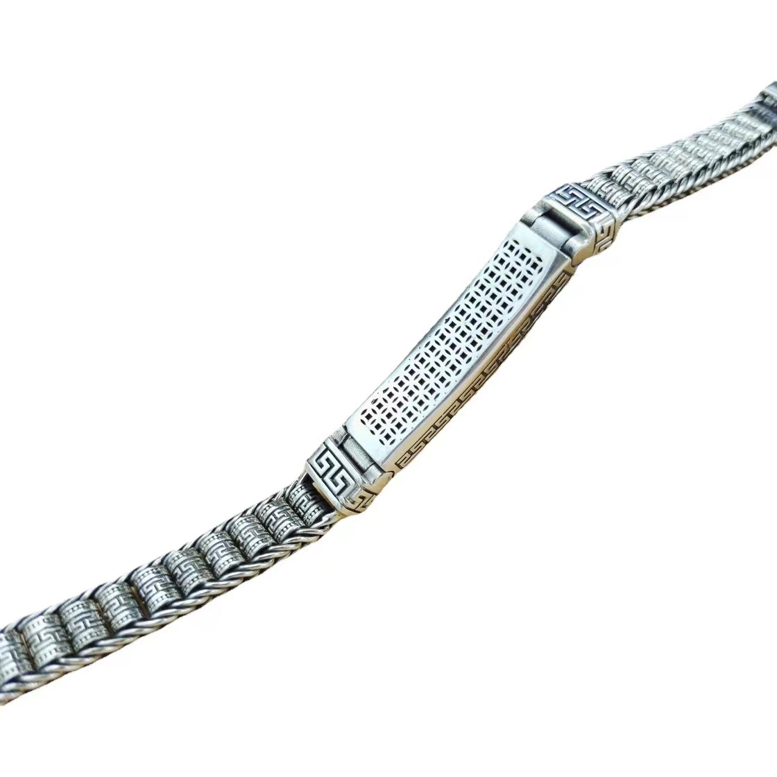 LR-เงินสเตอร์ลิง s925 บุคลิกภาพแฟชั่นล้อสวดมนต์ สร้อยข้อมือรูน ลายที่สวยงาม สร้อยข้อมือเสือ ...