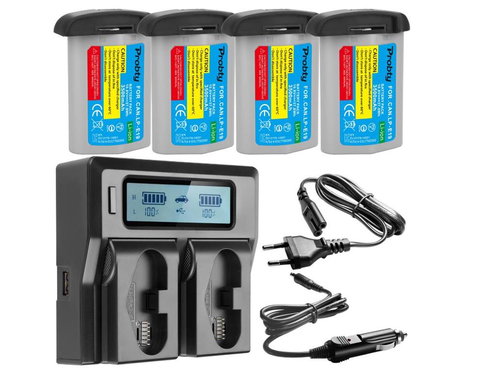 LP-E19 LP-E19 LP-E4N Battery With LCD Dual Slot Fast Charger For Canon ...