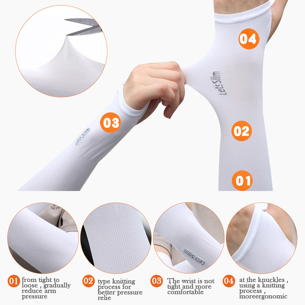 1Pair Arm Sleeves Sun UV Protection Hand Cover Stretchy Sports Sleeve ...