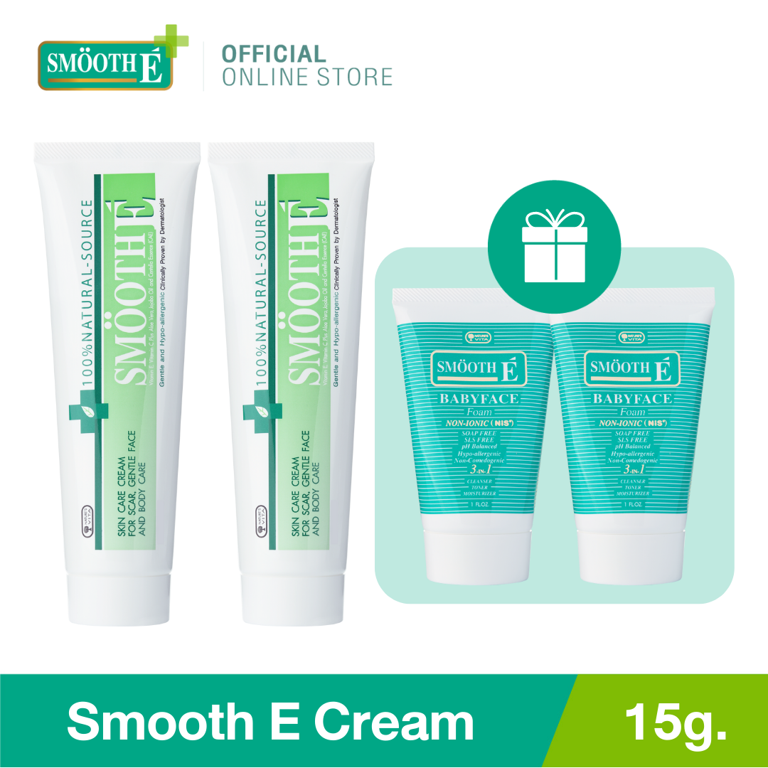 Smooth E Cream 15g. x2 ฟรี! Smooth E Babyface Foam 1Oz. x2 ครีมเวชสำอาง ...