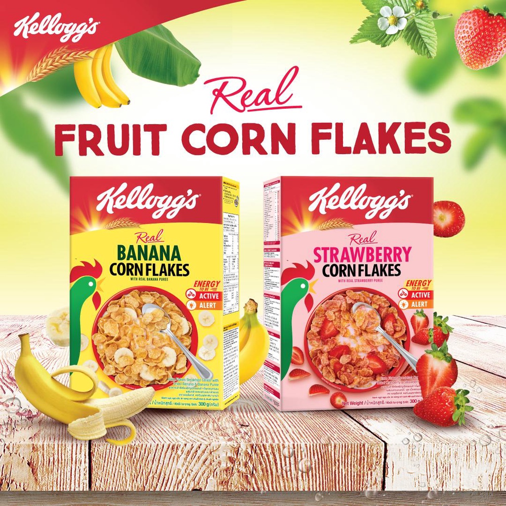 Kellogg's Strawberry Corn Flakes & Banana Corn Flakes 180 กรัม X 2 ...