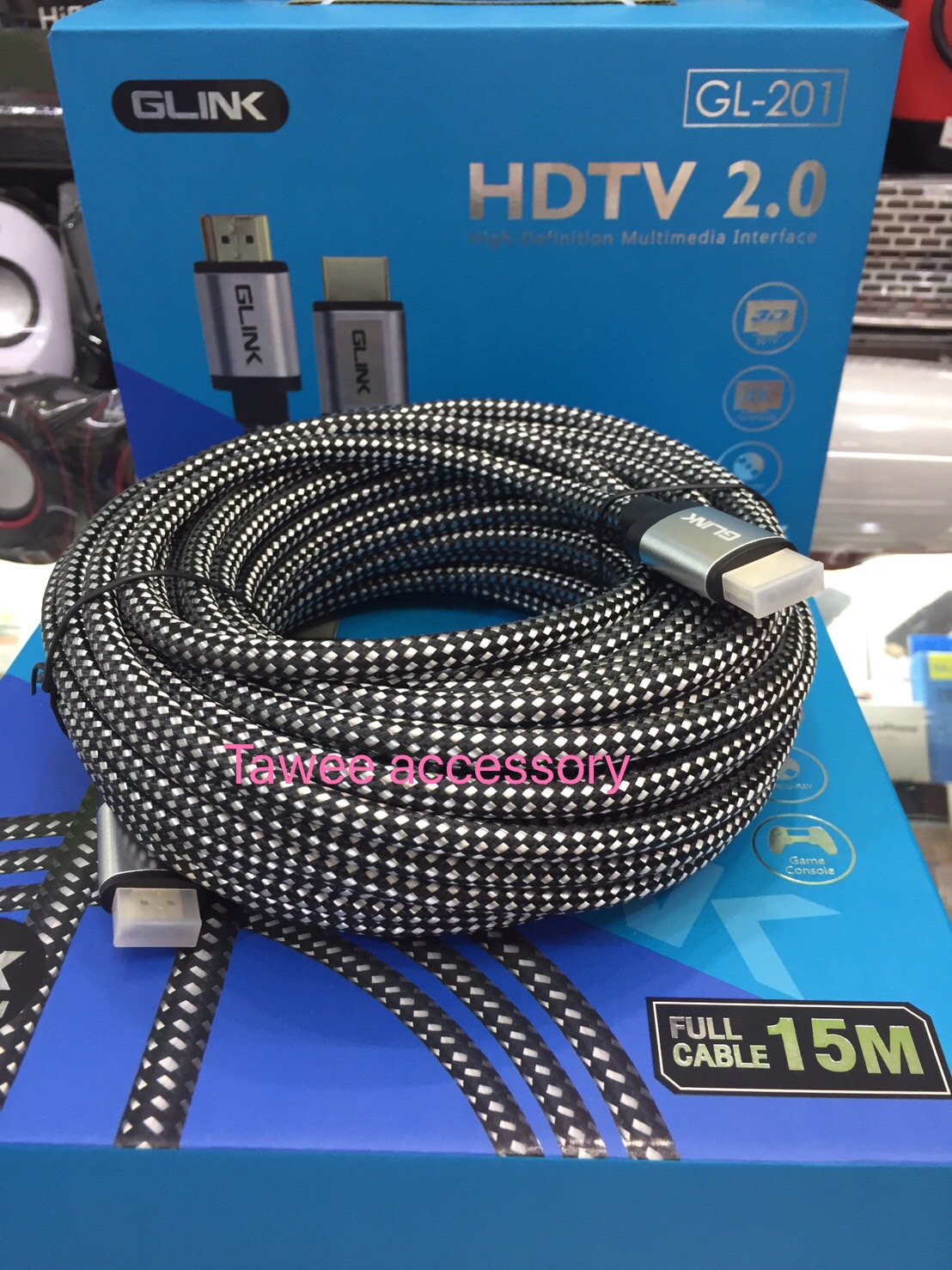 สาย HDMI 3D 4K (V.2.0) M/M สายถัก GLINK GL201 ยาว 1.8M / 3M / 5M / 10 ...
