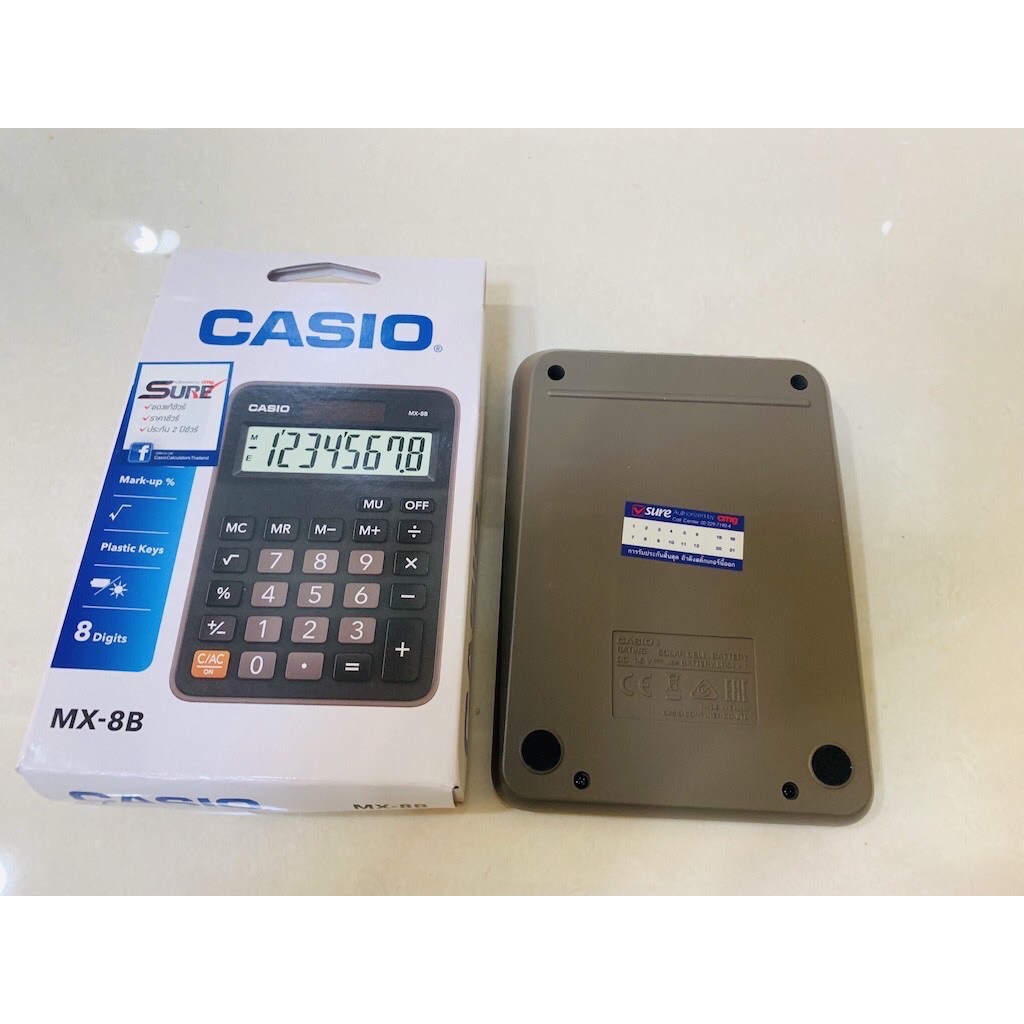 Casio เครื่องคิดเลข ขนาดกะทัดรัด ของแท้ 100% รุ่น MX-8B (Black) 8 หลัก ...