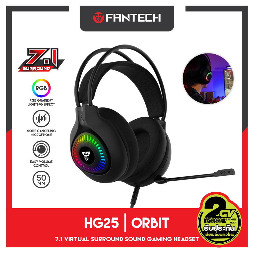 FANTECH หูฟัง เกมมิ่ง ระบบ 7.1 Headset Gaming มีไมโครโฟน ไฟ RGB รอบหู ...