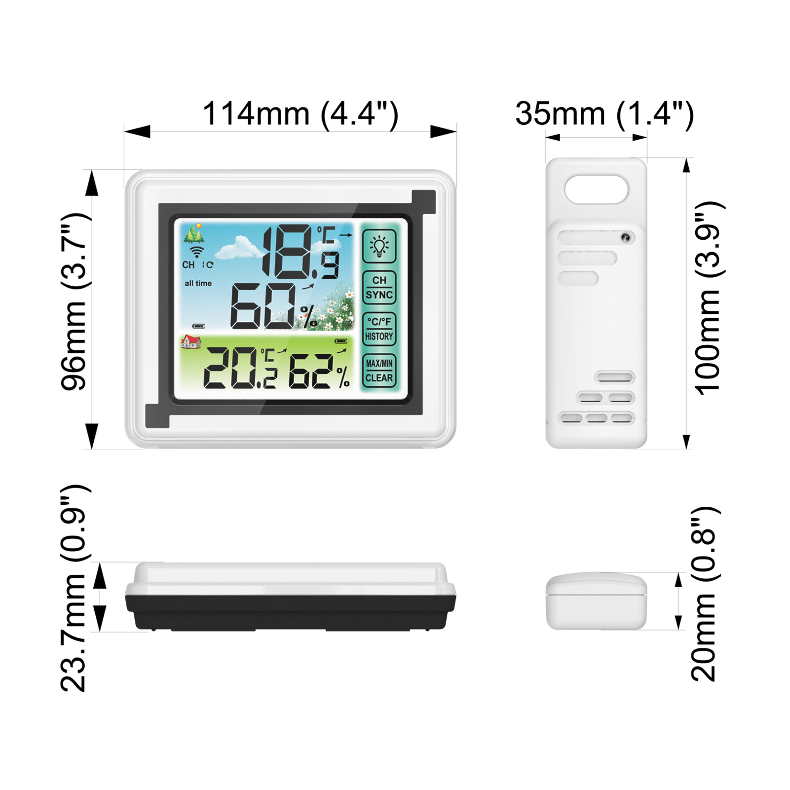 Indoor Outdoor Wireless Thermohygrometer Temperature Humidity ...