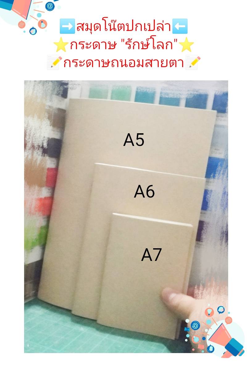 สมุดโน๊ต กระดาษรักษ์โลก ขนาด A5,A6,A7 ไม่มีเส้น 40 หน้า ไม่รวมปก | Lazada.co.th