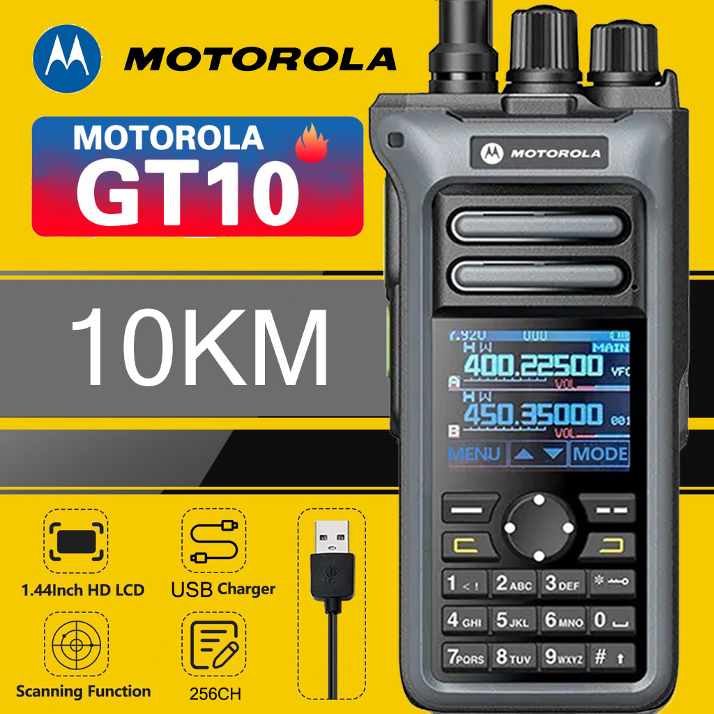 หูฟังฟรี Motorola GT-10 วิทยุสื่อสาร 20W 6800mAh UV Dual-Band 128 ช่อง ...