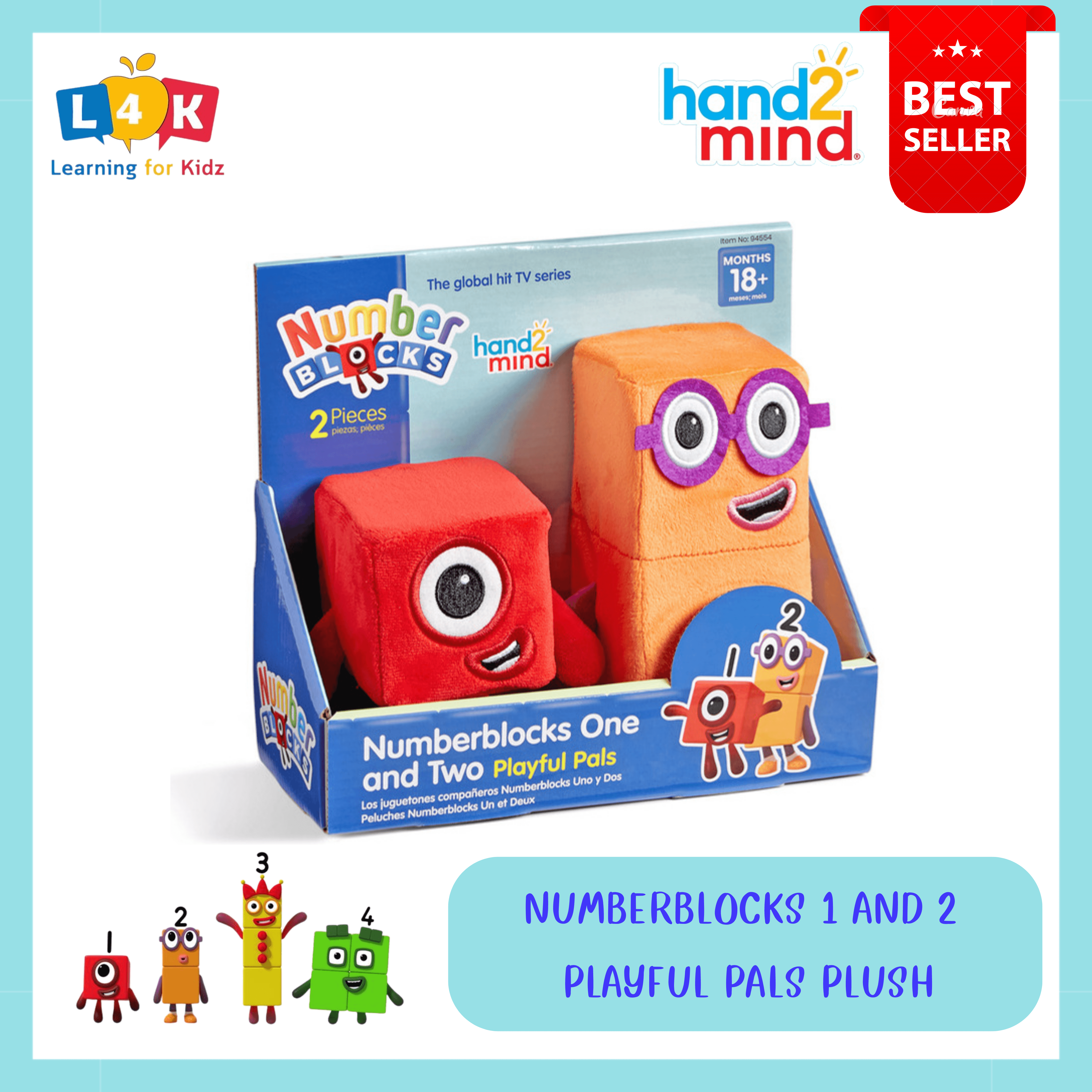 [18เดือน+] ตุ๊กตาผ้าเนื้อนุ่ม NUMBERBLOCK 1 AND 2 PLAYFUL PALS PLUSH ...
