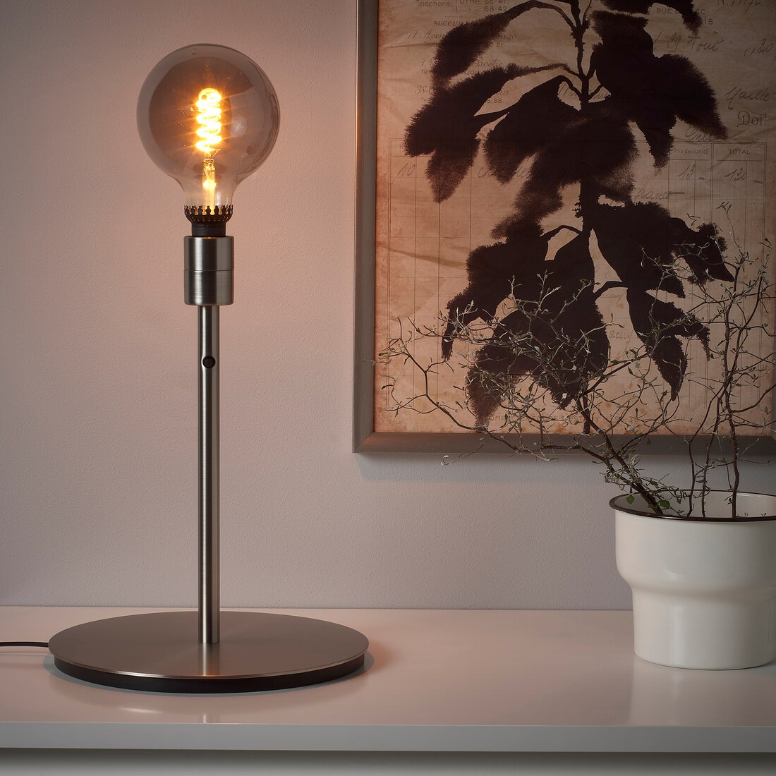 IKEA โคมไฟ อิเกีย SKAFTET สกาฟเต็ต ฐานโคมตั้งโต๊ะ, ชุบนิกเกิล, 38 ซม. ...