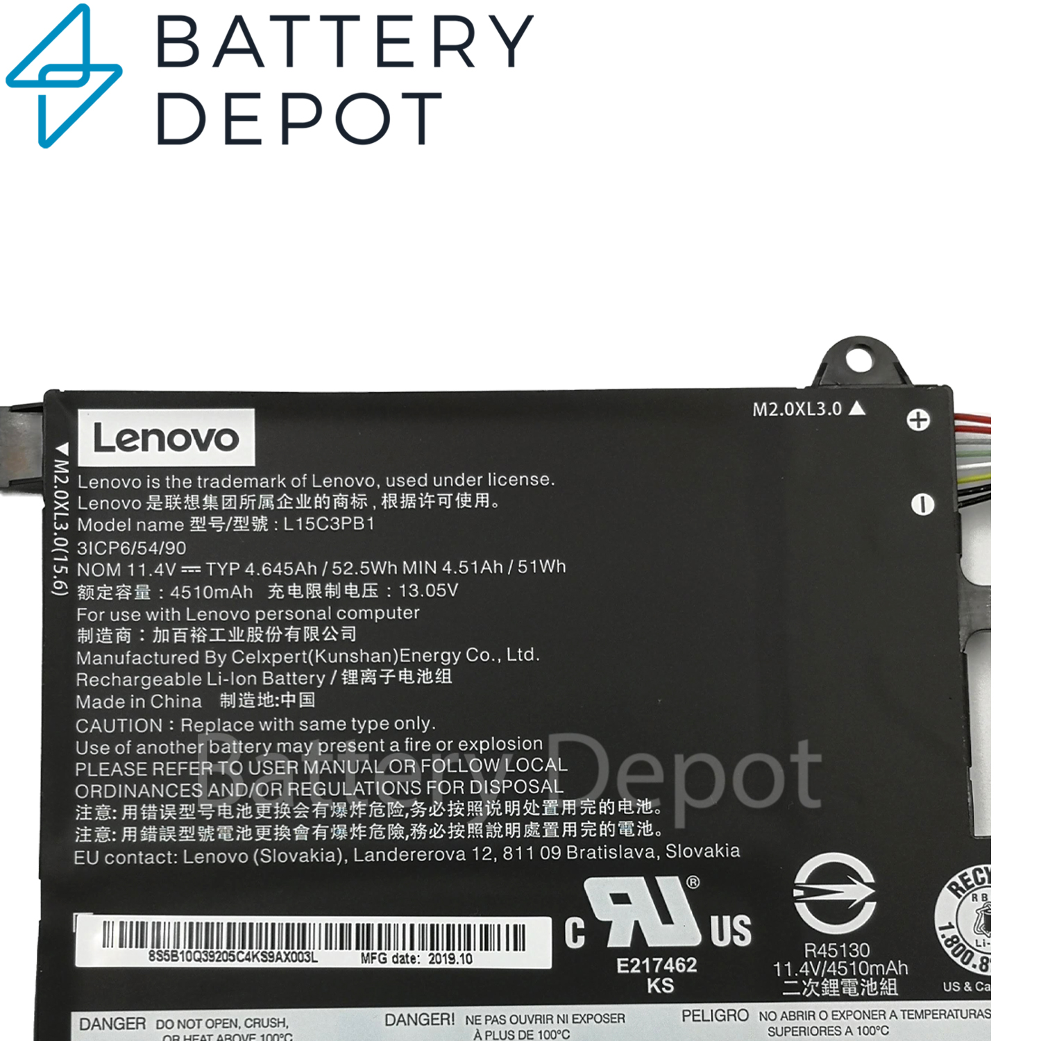 Lenovo แบตเตอรี่ ของแท้ L15C3PB1 (สำหรับ Lenovo Ideapad 320s-14IKB ...