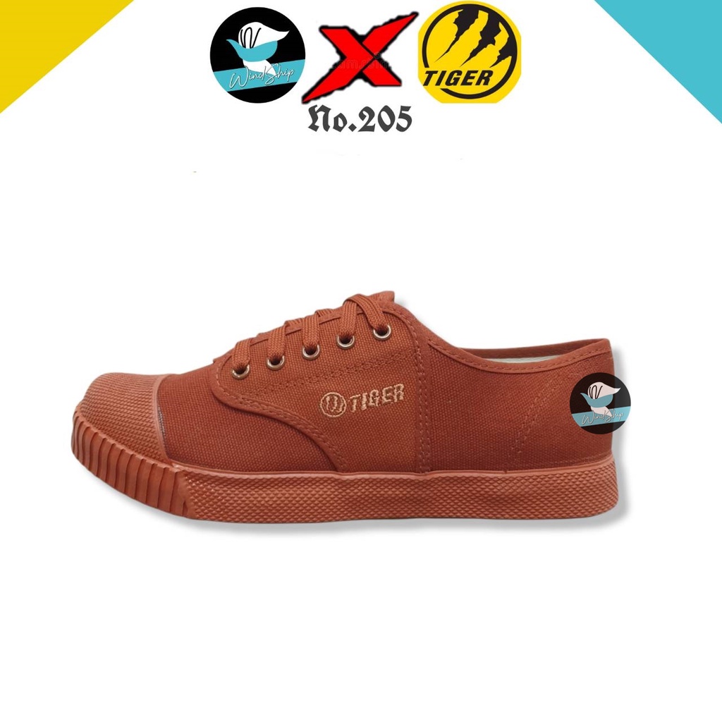 รองเท้าผ้าใบ Tiger 205 พื้นเขียว รองเท้านักเรียน น้ำตาลขาวดำ รองเท้า ...