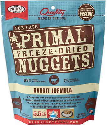 อาหารแมวอบแห้ง Primal Rabbit Formula Nuggets Grain-Free Raw Freeze ...