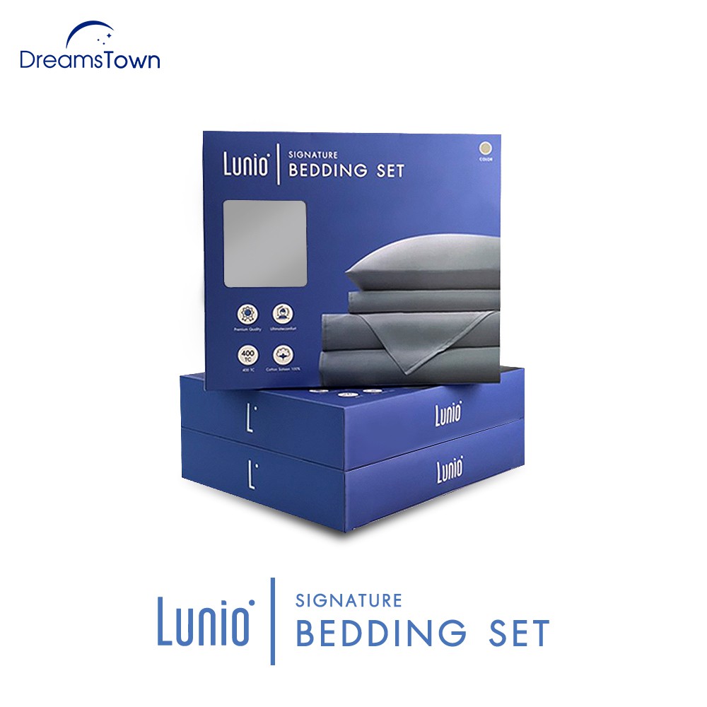 Lunio ผ้าปูที่นอน ผ้าปูที่นอนสีพื้น ปลอกหมอน ปลอกหมอนข้าง สีเทา ผ้า ...