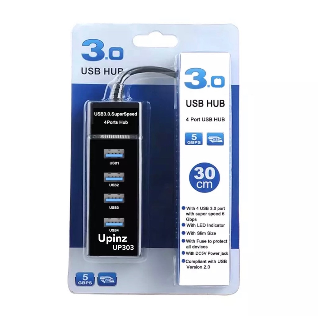 Upinz รุ่น UP303 USB HUB 3.0 High Speed 4 Port ชาร์จและโอนถ่ายข้อมูลได้รวดเร็วทันใจ รับประกัน1ปี ...